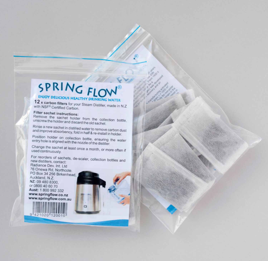Spring Flow Distiller Carbon Sachets - 12 Sachets – AusWaterFilters.com